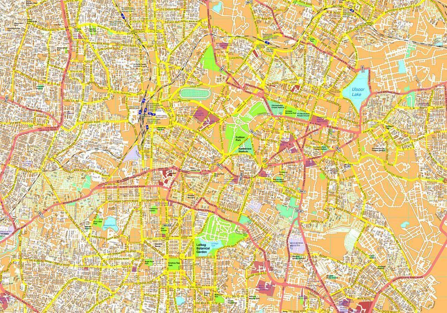 Bangalore Vector map. EPS Illustrator Vector Maps of Asia Cities. Eps ...