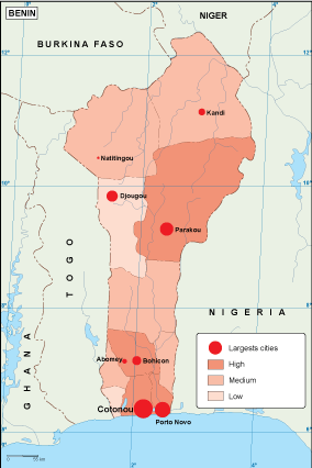Benin population map. EPS Illustrator Map | Digital Maps. Netmaps UK ...