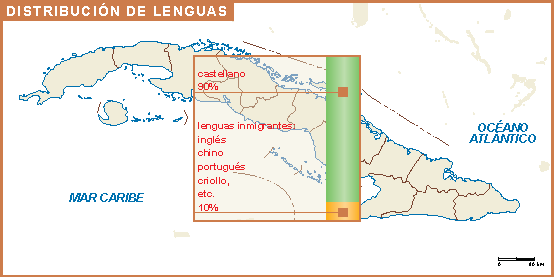 Cuba mapa lenguas | Digital Maps. Netmaps UK Vector Eps & Wall Maps