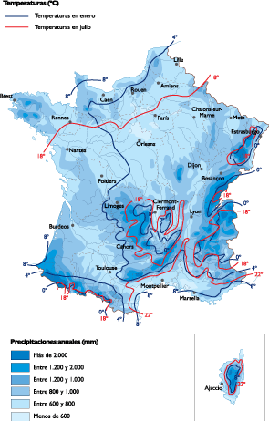 France Climate map | Digital Maps. ©Netmaps UK.