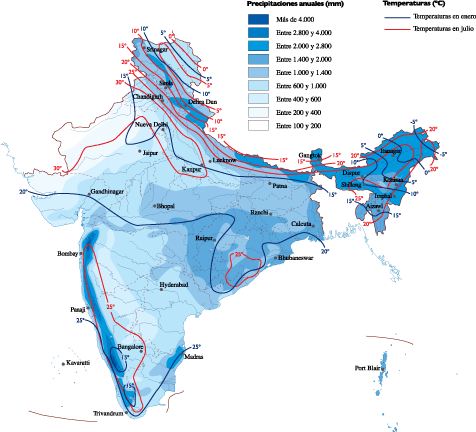 India Climate map | Digital Maps. Netmaps UK Vector Eps & Wall Maps