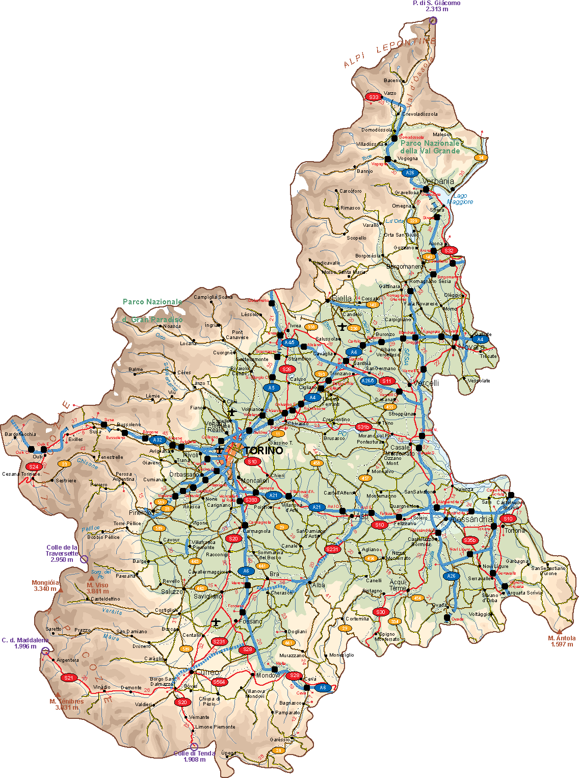 Piemonte Vector Map | Digital Maps. Netmaps UK Vector Eps & Wall Maps